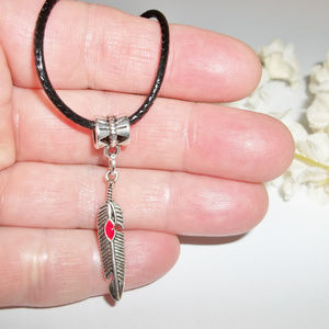 wvluckygirl | Jewelry | Red Silver Feather Necklace Boho Bohemian 455 ...